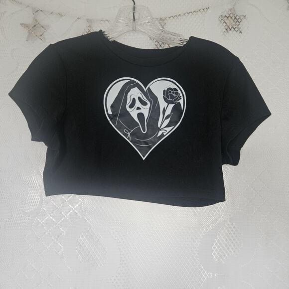 SHEIN | Tops | Large Ghostface Crop Top Tshirt Skeleton Scream Rose ...